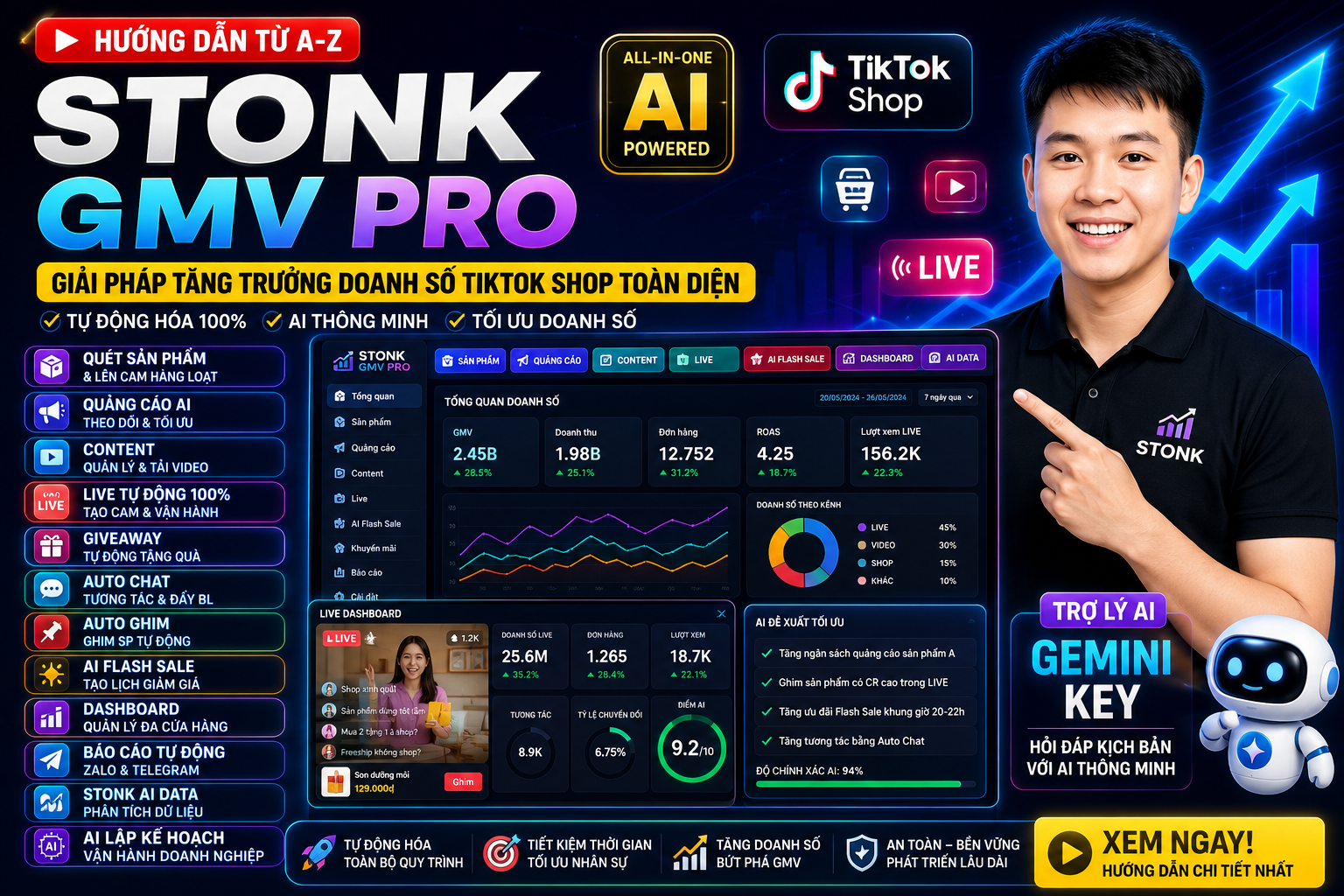STONK AI GMV V56 - Vận hành TikTok Shop bằng AI